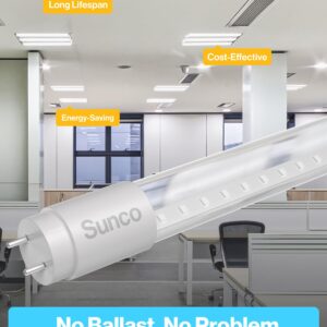 Sunco 10 Pack T8 LED Tubes 4FT Fluorescent Replacement, 48 Inch, 18W, 2200LM, 5000K Daylight, Single Ended Power, Type B, Ballast Bypass, Clear Lens UL