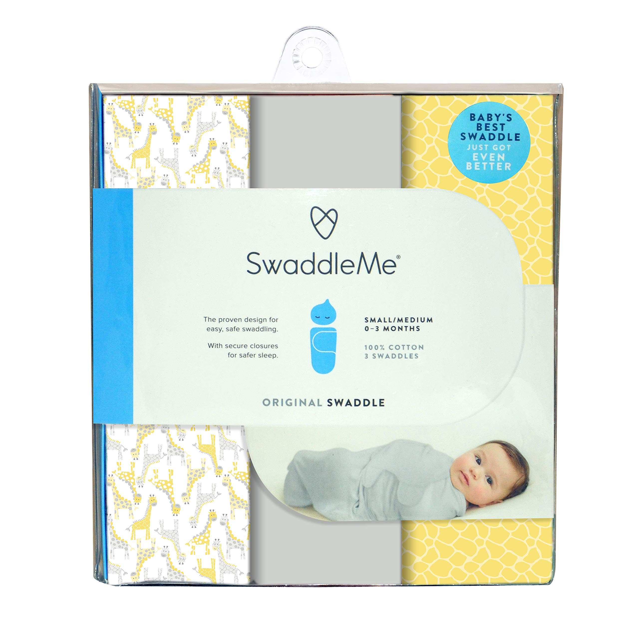 SwaddleMe Original Swaddle - Size Small/Medium, 0-3 Months, 3-Pack (Safari) Easy to Use Newborn Swaddle Wrap Keeps Baby Cozy and Secure and Helps Prevent Startle Reflex