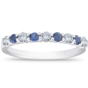 p3 pompeii3 1/2ct blue sapphire & diamond wedding ring 10k white gold - size 8.5