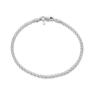 amberta 925 sterling silver 2.2 mm bismark chain bracelet length 7.5" inch / 19 cm (7.5)