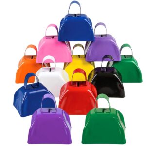 (12) 3 inch assorted color metal cowbells