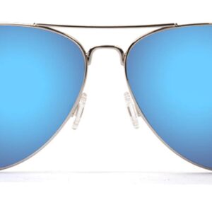 Maui Jim Men's and Women's Mavericks Polarized Aviator Sunglasses, Silver/Blue Hawaii, Medium