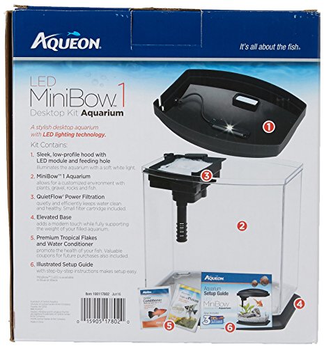 Aqueon Products 015905178020 LED Minibow Aquarium Kit, 1 Gallon, Black