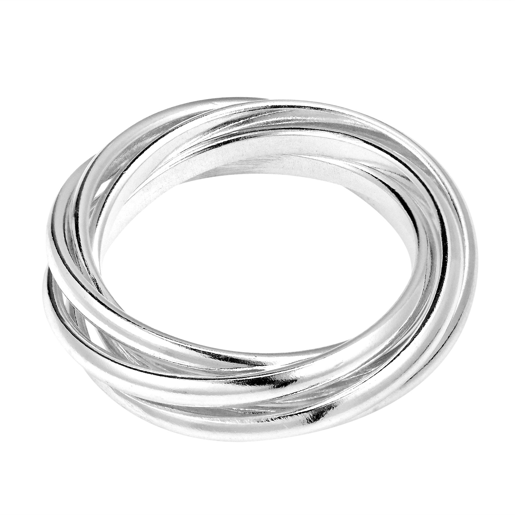 AeraVida Interconnected Puzzle 5 Band .925 Sterling Silver Ring | Classic Wedding Rings For Women | Trendy Comfort Fit Silver Rings for Women | Couple Unisex Ring | Sterling Silver Rings Sizes (10)