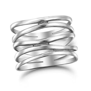 aeravida wide five band coil wrap .925 sterling silver ring | adjustable coil wire wrap silver ring | sterling silver band ring | 925 sterling silver adjustable ring | sterling silver rings sizes (12)