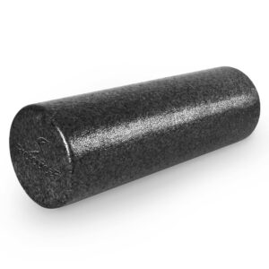 prosourcefit high density foam rollers 18 - inches long, firm full body athletic massage tool for back stretching, yoga, pilates, post workout muscle recuperation, black