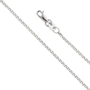 Wellingsale 14K Solid White Gold 2mm Open Wheat Chain with Lobster Claw Clasp - 16" Inches