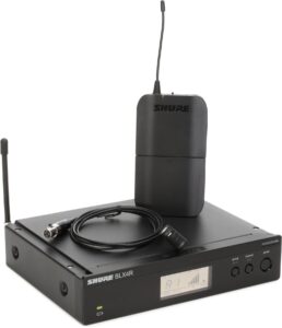 shure blx14r/w85 uhf wireless microphone system, 14-hour battery life, 300 ft range, wl185 lavalier mic, single channel rack mount receiver