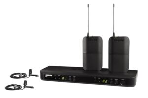 shure blx188/cvl uhf wireless microphone system - perfect for interviews, presentations, theater - 14-hour battery life, 300 ft range | includes (2) lavalier mics, dual channel receiver | h9 band