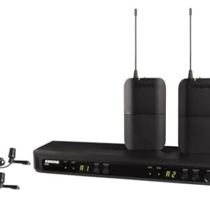 Shure BLX188/CVL UHF Wireless Microphone System - Perfect for Interviews, Presentations, Theater - 14-Hour Battery Life, 300 ft Range | includes (2) Lavalier Mics, Dual Channel Receiver | H10 Band