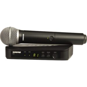 shure blx24/pg58 uhf wireless microphone system - perfect for church, karaoke, vocals - 14-hour battery life, 300 ft range | includes pg58 handheld vocal mic, single channel receiver | h9 band