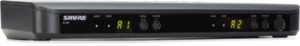 shure blx88 dual channel wireless receiver with frequency quickscan, audio status indicator led, xlr and 1/4-inch outputs - for use with blx wireless systems (transmitters sold separately) | h9 band