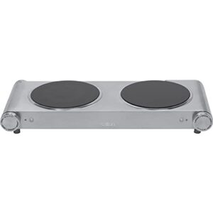 salton hp1269, infrared portable double electric cooktop, 7.4 inch, stainless steel