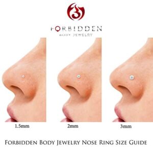 Forbidden Body Jewelry 20g Surgical Steel 2mm Clear CZ Crystal L Shaped Nose Ring