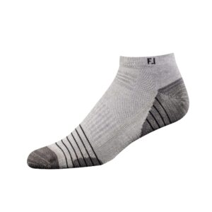 footjoy men's techsof tour low cut socks, heather grey, fits shoe size 7-12