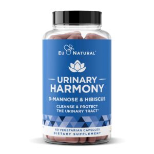 urinary harmony d-mannose supplement – urinary tract health for women – potent clinical strength formula with d-mannose and hibiscus cleanses and flushes the urinary system – 60 fast acting capsules