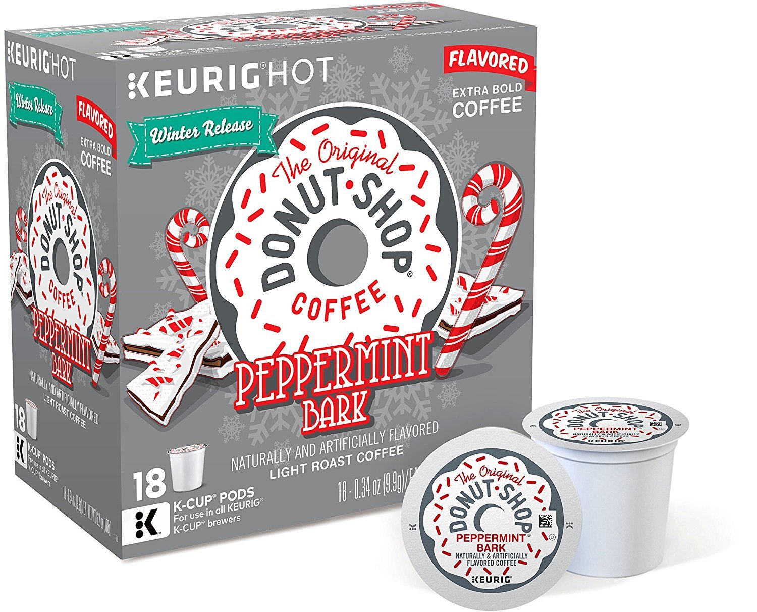 ArtMuseKitsMikash The Original Donut Shop Peppermint Bark Flavored Coffee - 18 K-Cups (1 Box)