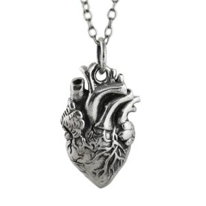 fashionjunkie4life sterling silver anatomical heart necklace, 18" chain | birthday gifts for women