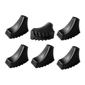 6 pack hiking walking sticks rubber tips, replacement tips protectors for trekking poles, fits most standard hiking, trekking, walking poles (shoe shape tips)