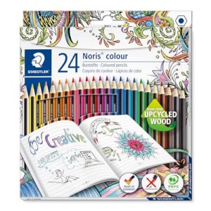 staedtler noris colour 185 c24jb buntstifte (erhöhte spitzen-bruchfestigkeit, sechskant, set mit 24 brillanten farben, wopex material, pefc-holz, din en71)