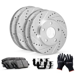 r1 concepts front rear brakes and rotors kit |front rear brake pads| brake rotors and pads| ceramic brake pads and rotors |hardware kit|fits 2010-2015 chevrolet camaro ls, lt