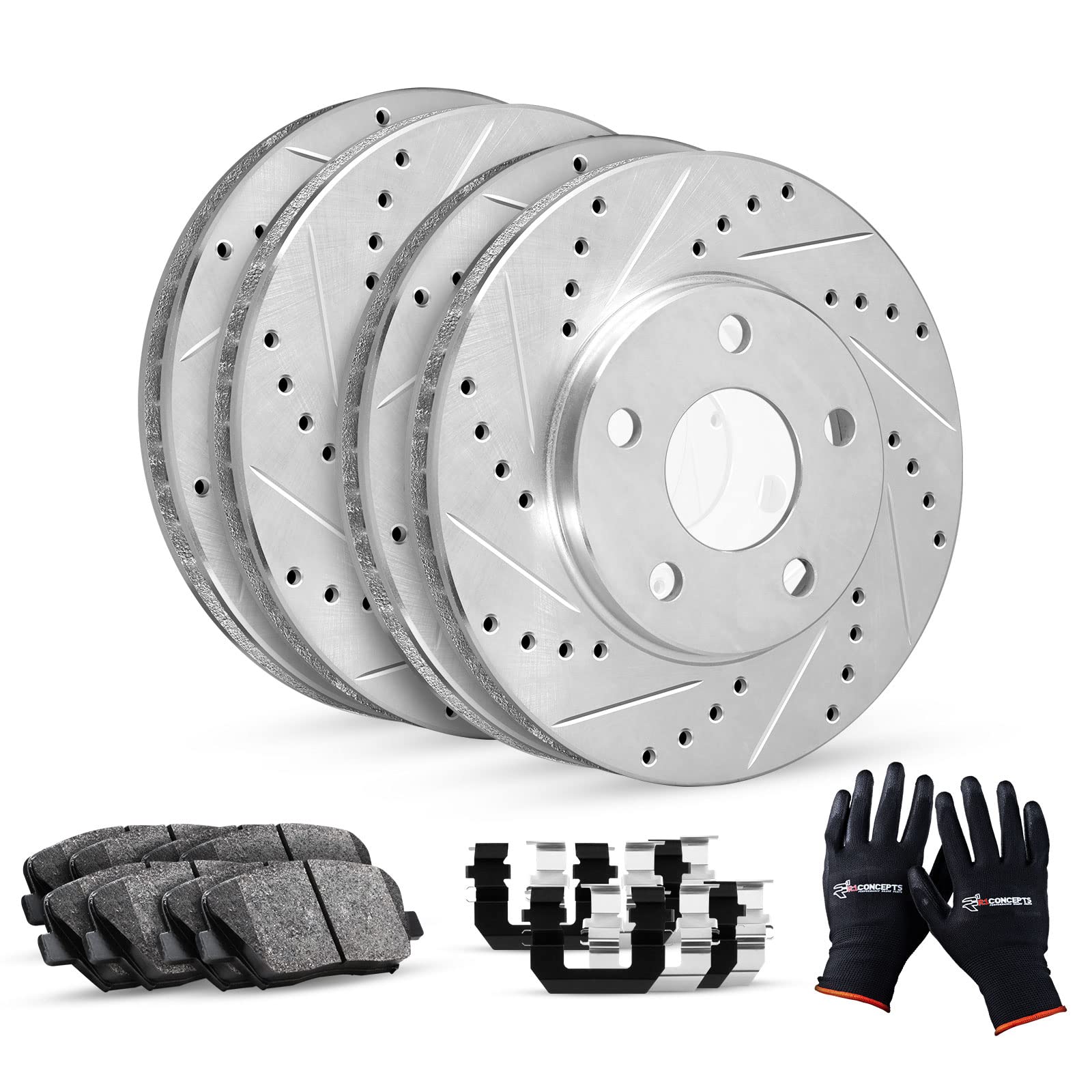 R1 Concepts Front Rear Brakes and Rotors Kit |Front Rear Brake Pads| Brake Rotors and Pads| Ceramic Brake Pads and Rotors |Hardware Kit|fits 2010-2015 Chevrolet Camaro LS, LT