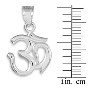 Sideways Crosses 10k White Gold Hindu Meditation Charm Yoga Om (Aum) Pendant Necklace, 18"