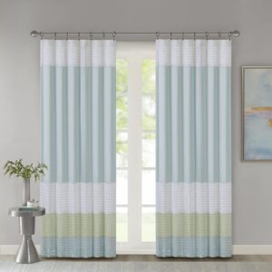 madison park amherst single panel faux silk rod pocket curtain with privacy lining for living room, window drape for bedroom and dorm, 50x84, green