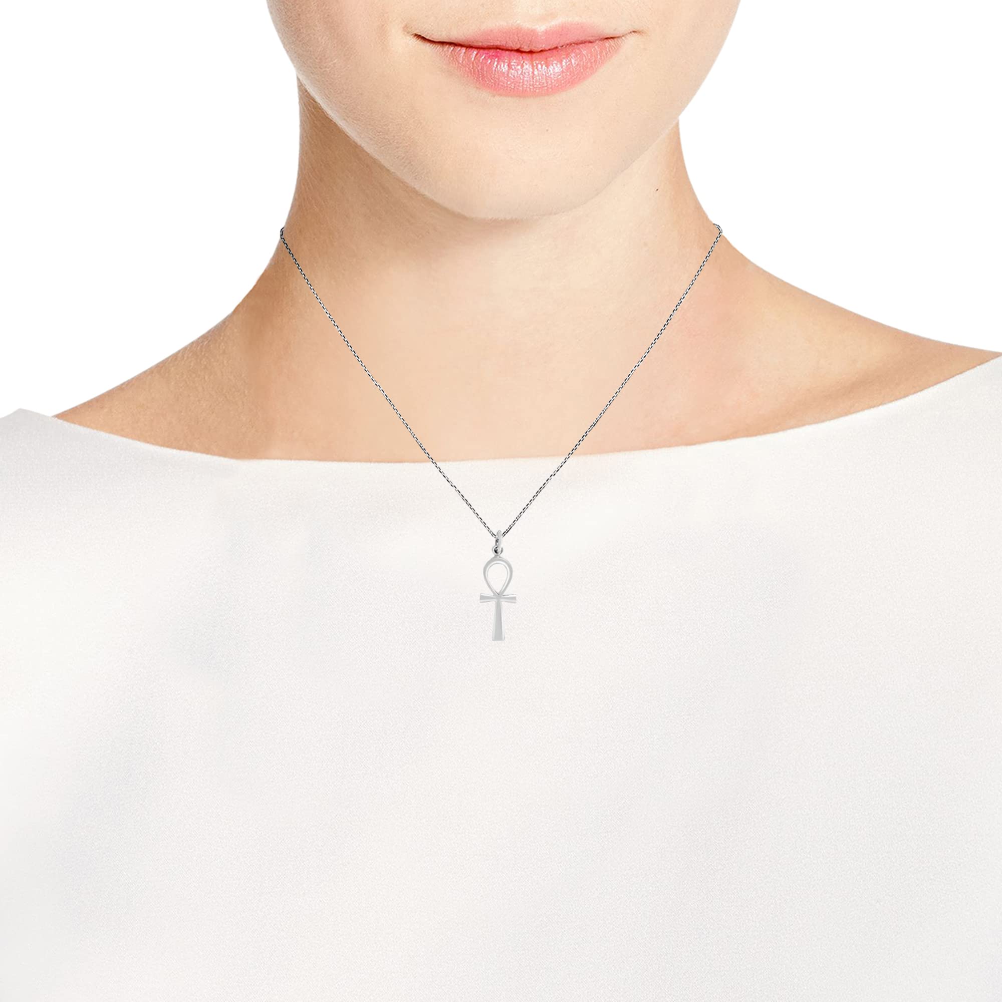 AeraVida Eternity Egyptian ANKH Religious Cross .925 Sterling Silver Necklace