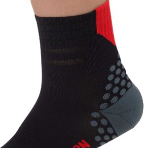 Pure Athlete Compression Ankle Socks for Running - Moisture Wicking, Dot Padding - Men and Women (1 Pair - Black/Red, Large)