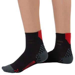 Pure Athlete Compression Ankle Socks for Running - Moisture Wicking, Dot Padding - Men and Women (1 Pair - Black/Red, Large)