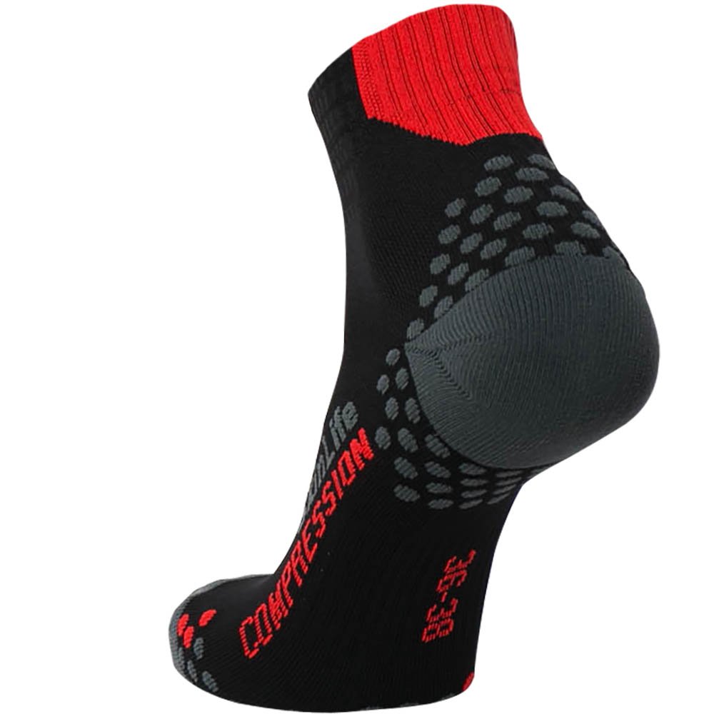 Pure Athlete Compression Ankle Socks for Running - Moisture Wicking, Dot Padding - Men and Women (1 Pair - Black/Red, Large)