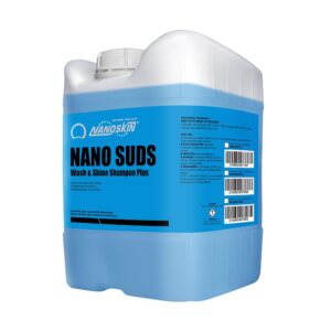 nanoskin nano suds foaming car wash shampoo 5 gallons - works with foam cannon, foam gun, bucket washes, car soap for pressure washer | safe for cars trucks, motorcycles, rvs & more | fruity scented, 640 fl oz (pack of 1), blue