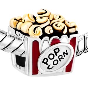 CharmSStory Hot Food Pop Corn Silver Plated Charm Beads For Bracelets