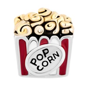 CharmSStory Hot Food Pop Corn Silver Plated Charm Beads For Bracelets