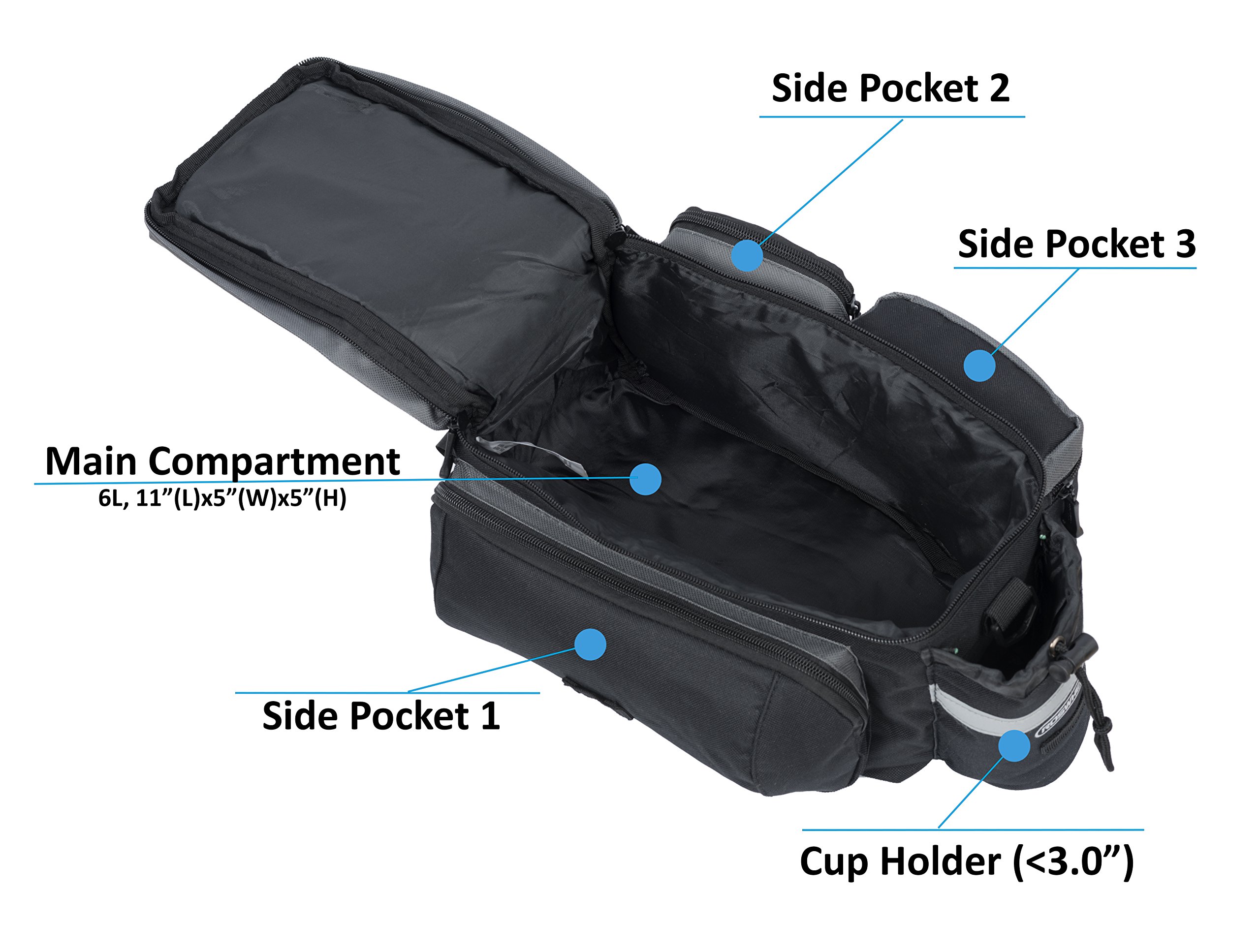 Roswheel 14024 Convertible Bike Bicycle Rear Rack Seat Pannier Trunk Bag with Cup Holder