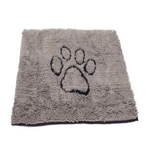 dog gone smart pet products dirty dog microfiber paw doormat - mud mat for dogs - super absorbent dog mat keeps paws & floors clean - machine washable pet door rugs with non-slip backing | large grey