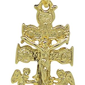 eJewelryPlus 14k Gold Plated Brass Crucifix Caravaca Cross Charm Pendant Necklace Made in USA