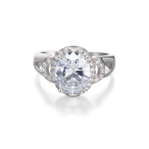 ever faith 925 sterling silver vintage style oval cubic zirconia engagement ring clear - size 7