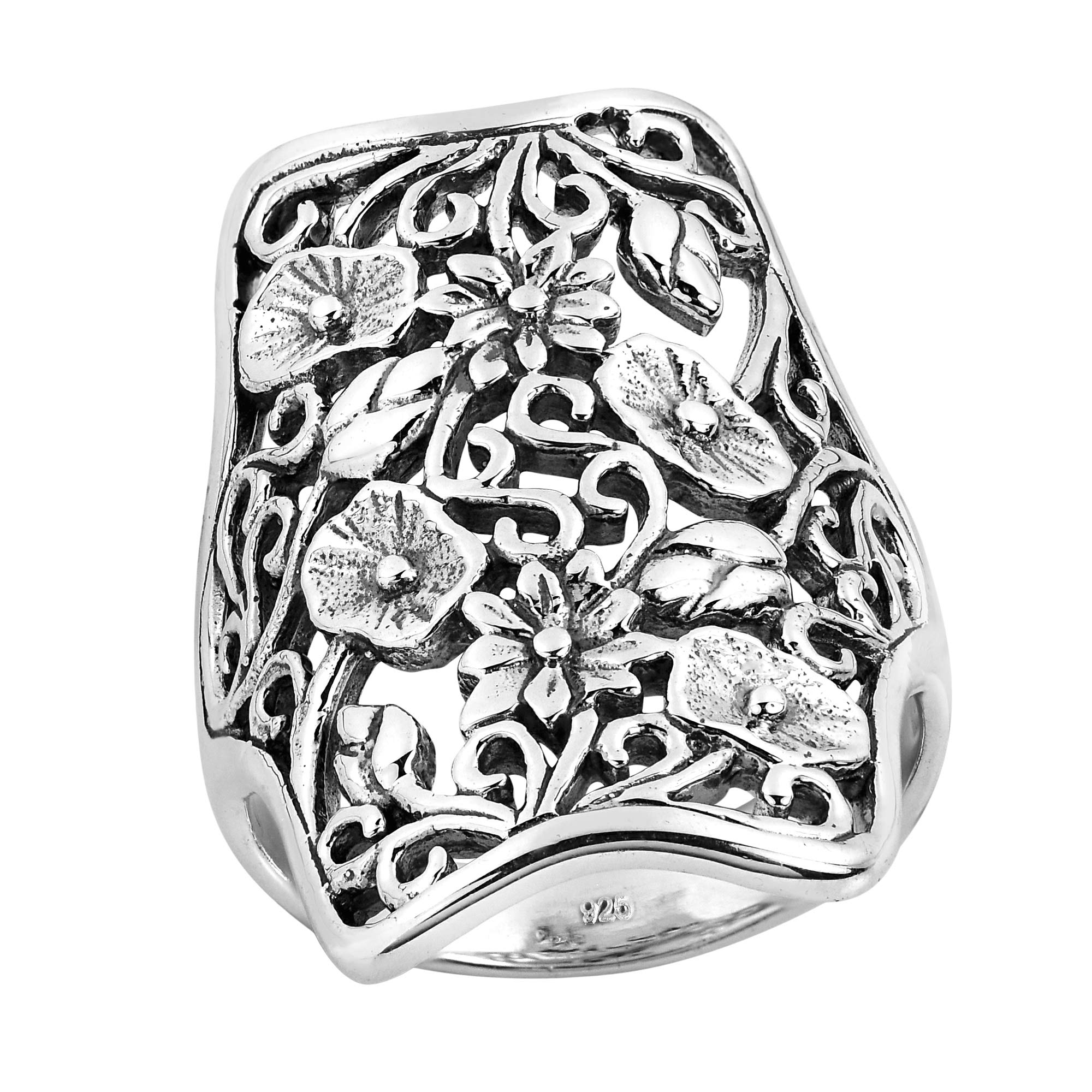 AeraVida Vintage Vine Filigree 925 Sterling Silver Thumb Ring | Antique Statement Ring | 27x29mm (8)