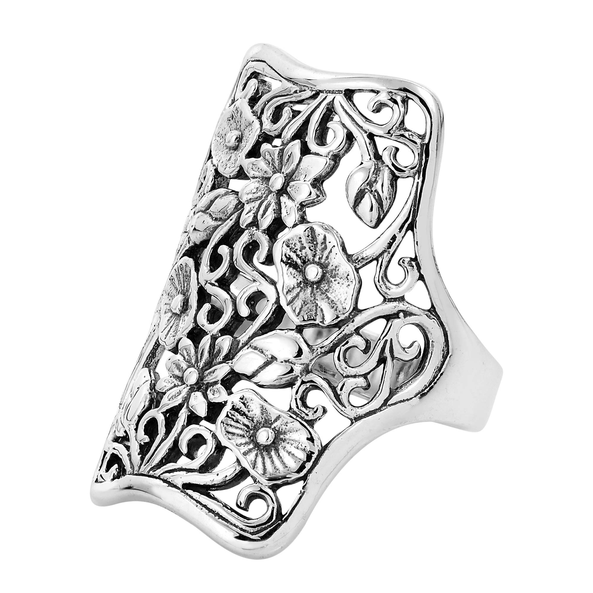 AeraVida Vintage Vine Filigree 925 Sterling Silver Thumb Ring | Antique Statement Ring | 27x29mm (8)