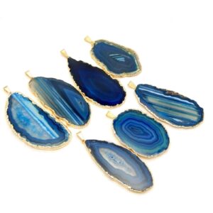 1 blue agate pendant plated gold plated rock paradise exclusive coa am8b9-01