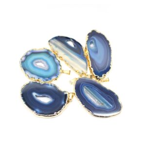 1 Blue Agate Pendant Plated Gold Plated Rock Paradise Exclusive COA AM8B9-01