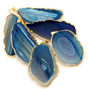 1 Blue Agate Pendant Plated Gold Plated Rock Paradise Exclusive COA AM8B9-01