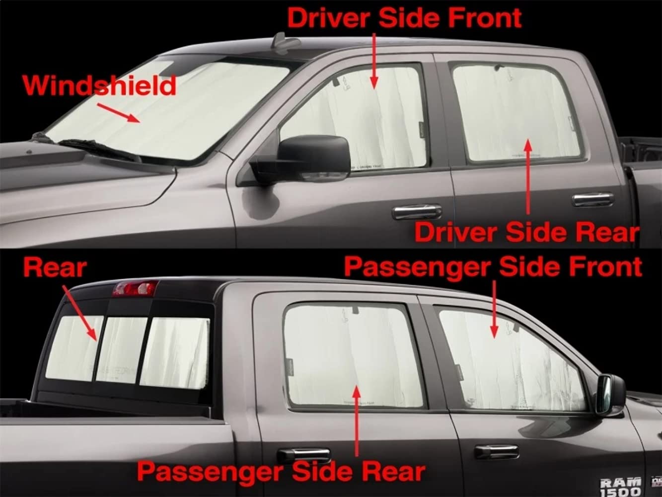 WeatherTech Sunshade Window Shade for Ram Truck 1500, Ram 1500 Classic, Ram 2500/3500, Ram Truck 1500 Classic, Ram Truck 2500/3500, Ram 1500 - Full Vehicle Kit (TS0005K2)