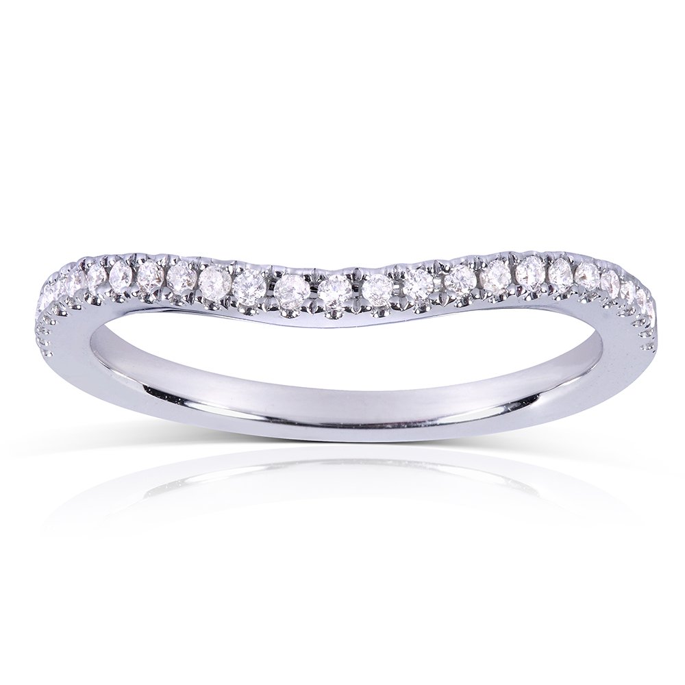 Kobelli Curved Diamond Wedding Band 1/5 CTW 14k White Gold, Size 7