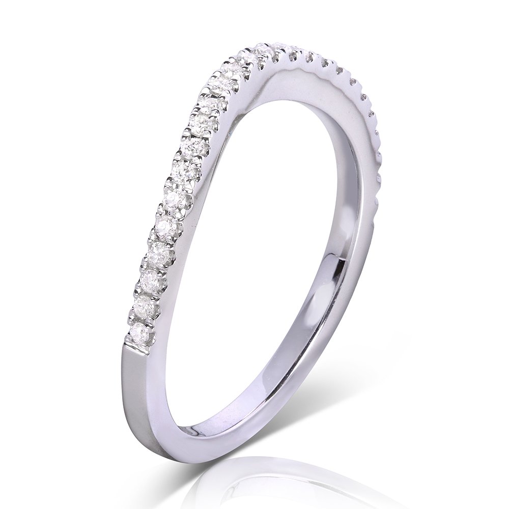 Kobelli Curved Diamond Wedding Band 1/5 CTW 14k White Gold, Size 7