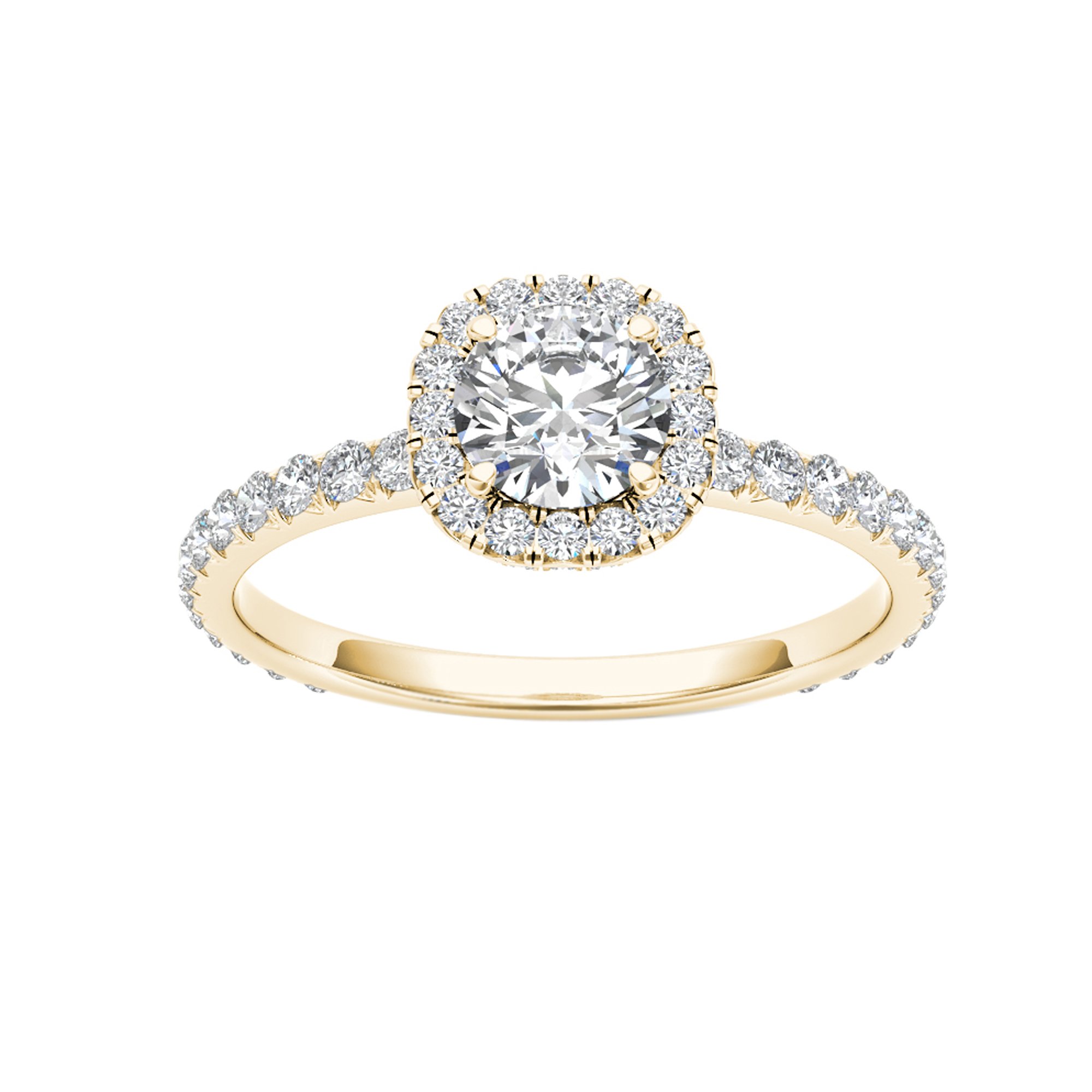 De Couer 14k Yellow Gold 1ct TDW Diamond Single Halo Engagement Ring (H-I, I2) (8.5)