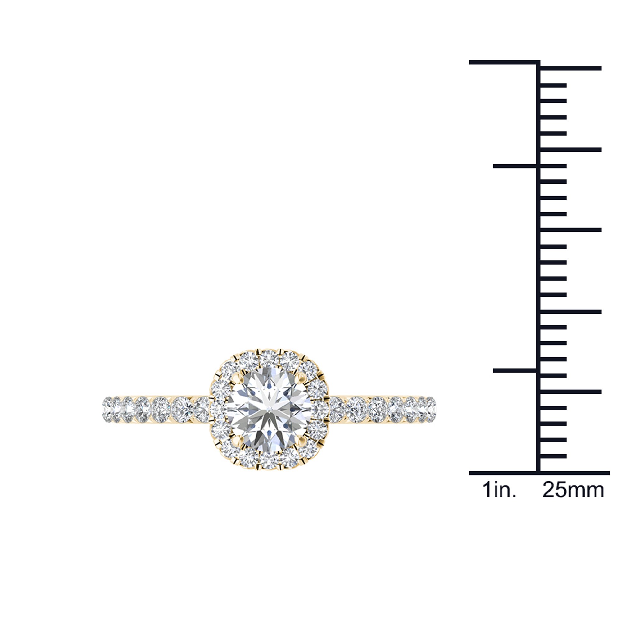 De Couer 14k Yellow Gold 1ct TDW Diamond Single Halo Engagement Ring (H-I, I2) (8.5)