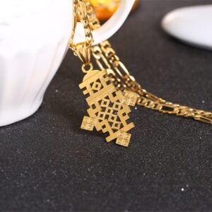 Africa Gold Necklace Ethiopian African Gold Wedding Cross Pendant Jewelry